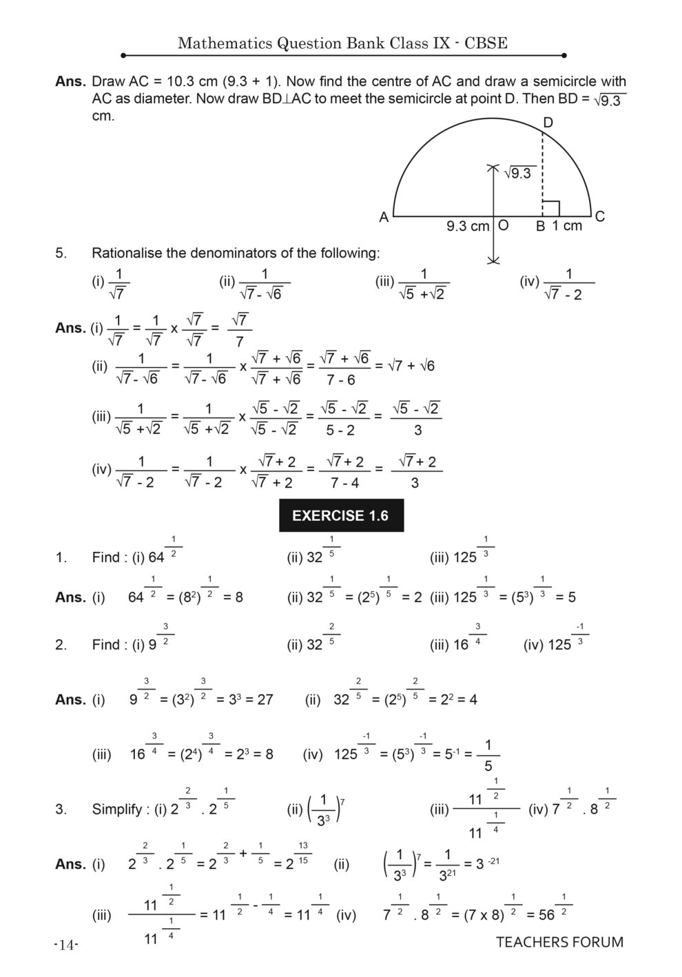 Teachers Forum CBSE Question Bank Class 9 Mathematics (For 2025 Exam ...